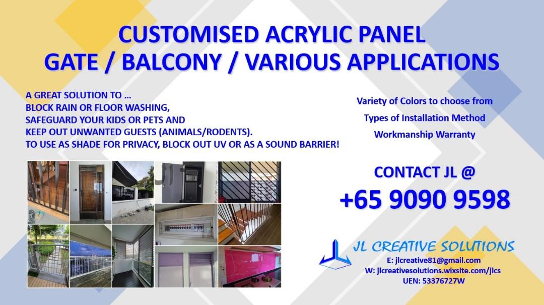 Customised Acrylic Panel For Gate/ Balcony (Whole/Partial), Everything ...