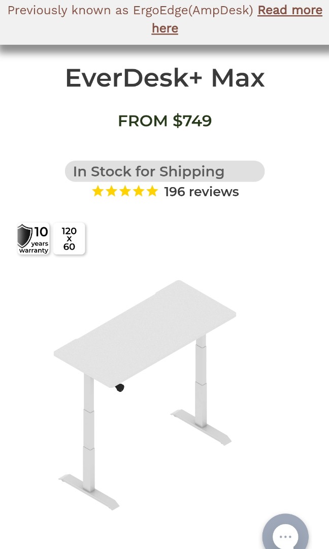 Everdesk Max Lily White, Furniture & Home Living, Furniture, Tables ...