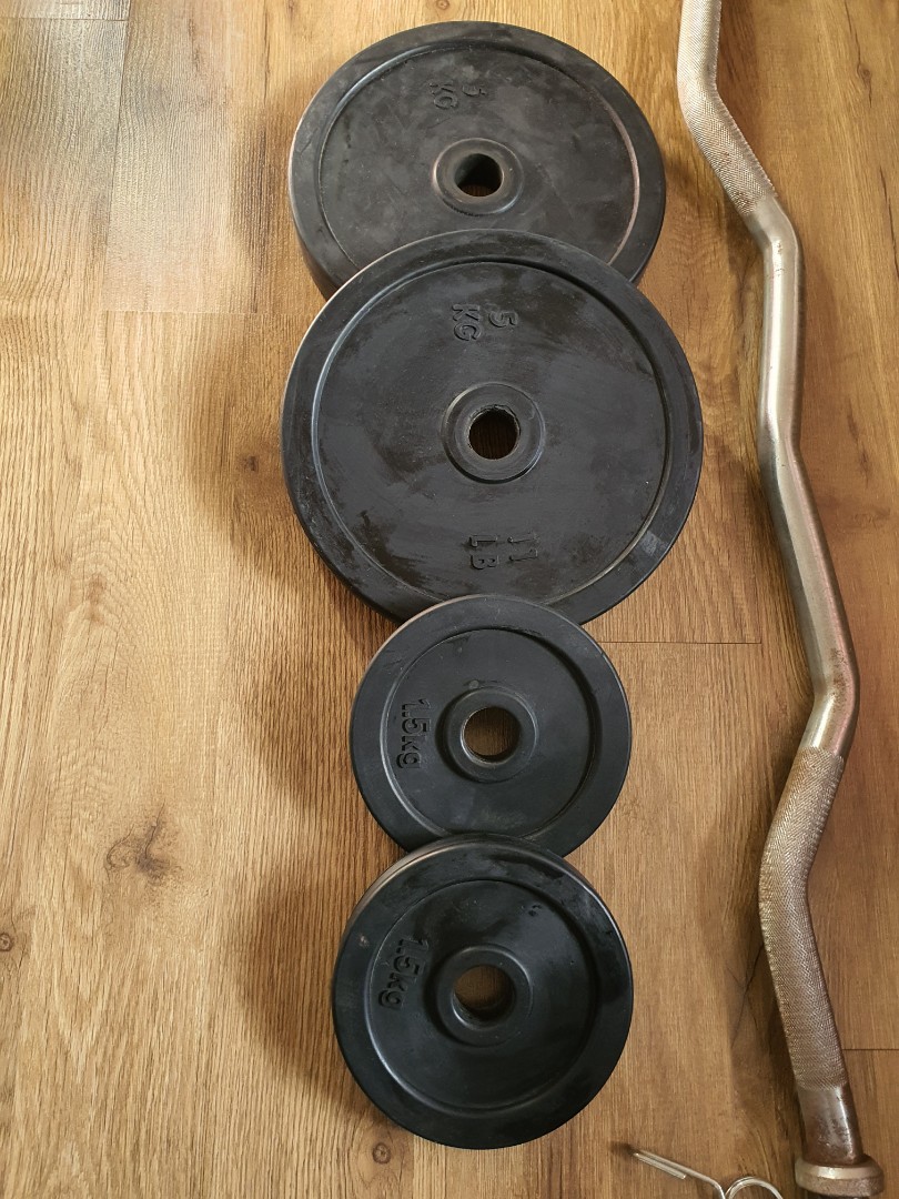 Exercise curve bar with rubberized weight - for the muscle men/women of ...