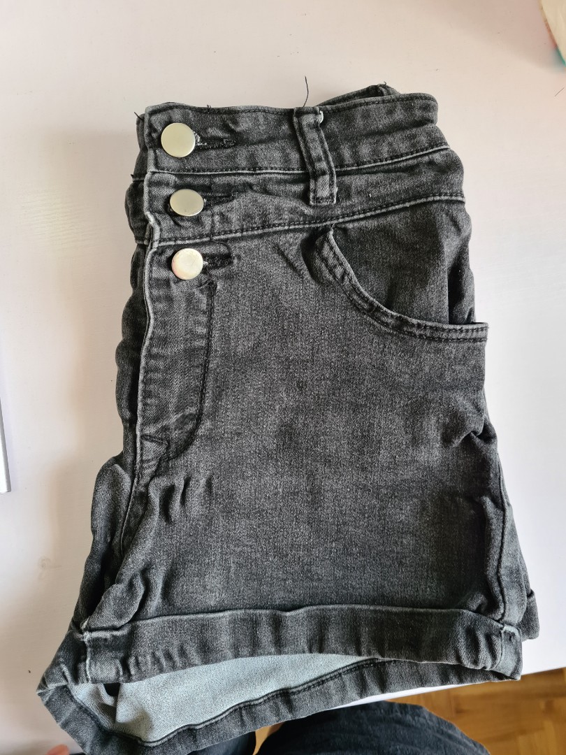 High waisted triple Button denim shorts, Women's Fashion, Bottoms ...