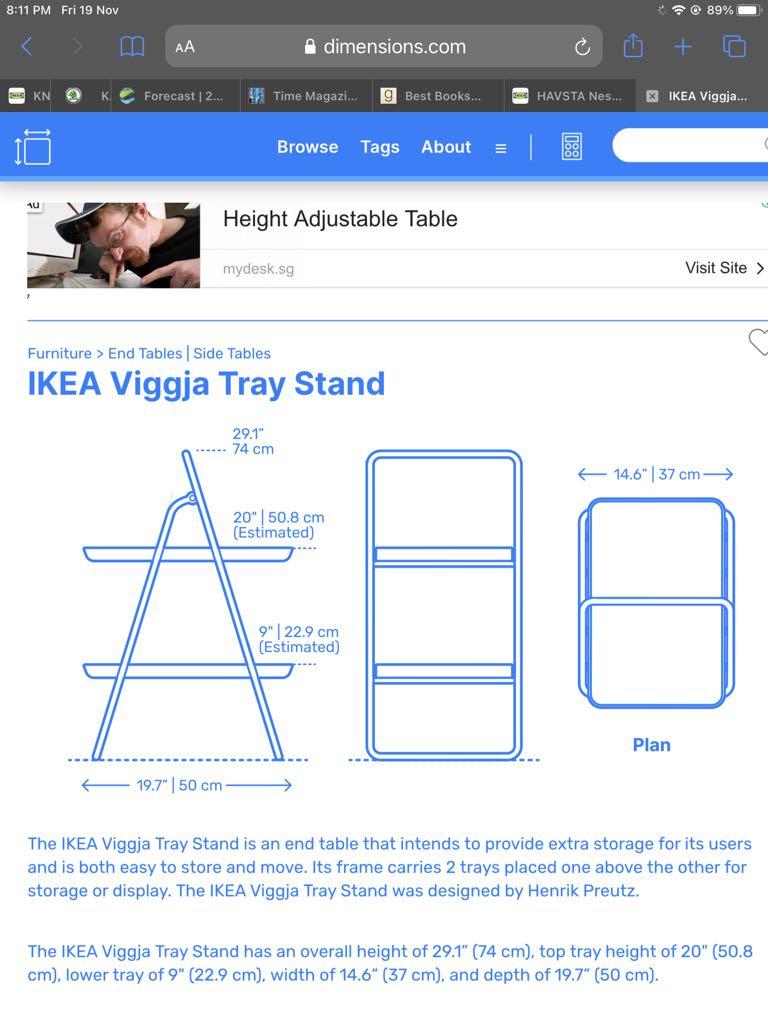 IKEA two layer foldable tray stand rack Viggja, Furniture & Home Living ...