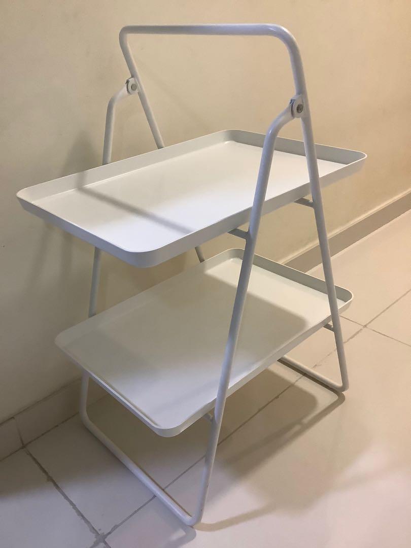 IKEA two layer foldable tray stand rack Viggja, Furniture & Home Living ...