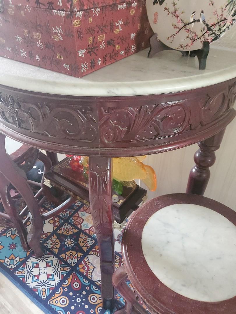 Peranakan marble table set, Furniture & Home Living, Furniture, Tables ...