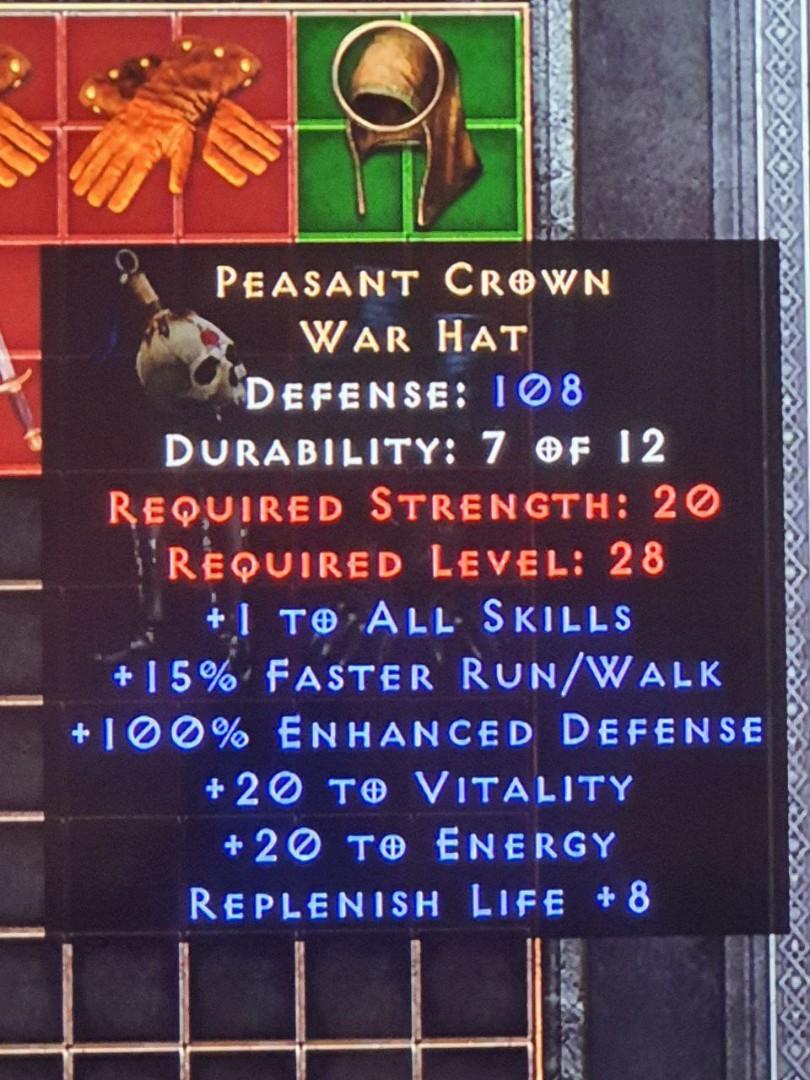 Peasant Crown War Hat D2R Diablo II Resurrected (Softcore) (PC/PS4/PS5 ...