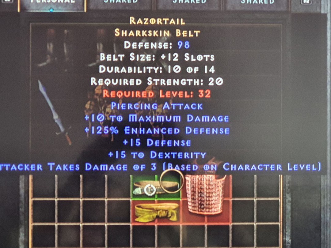 Razortail Sharkskin Belt D2R Diablo II Resurrected (Softcore) (PC/PS4 ...