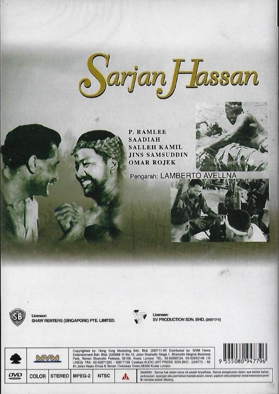 Sarjan Hassan Malay Movie DVD Tan Sri P. Ramlee Saadiah Salleh Kamil ...