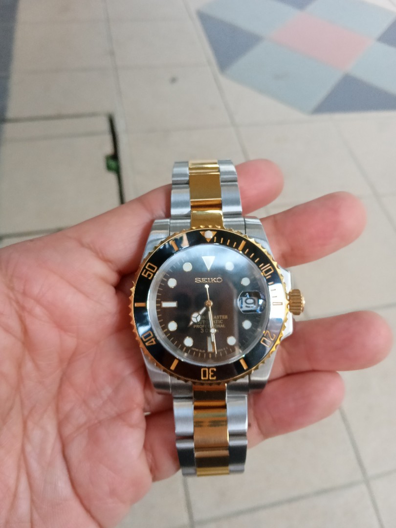 Seiko mod two tone(submariner), Men's Fashion, Watches & Accessories ...