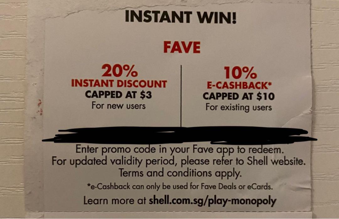 Shell x Monopoly (Instant Win!), Tickets & Vouchers, Vouchers on Carousell