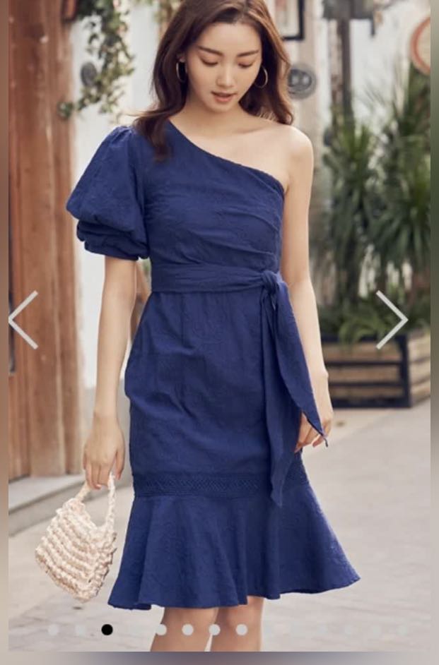 Tcl Sana Eyelet Navy Toga Dress Womens Fashion Dresses And Sets Dresses On Carousell