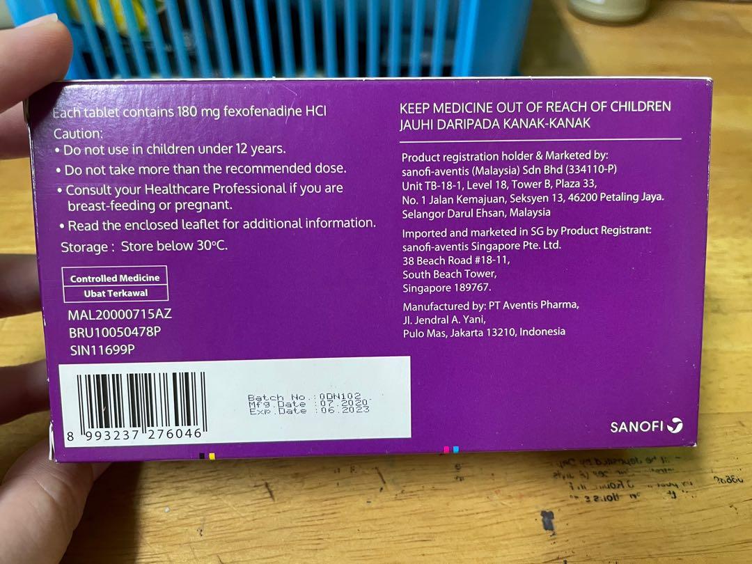 Telfast 180mg, 50 tablets in box, Health & Nutrition, Medical Supplies ...