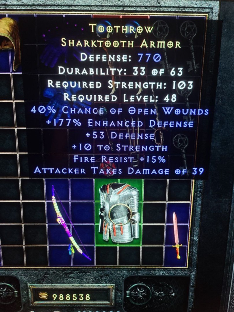 Toothrow Sharktooth Armor D2R Diablo II Resurrected (Softcore) (PC/PS4 ...