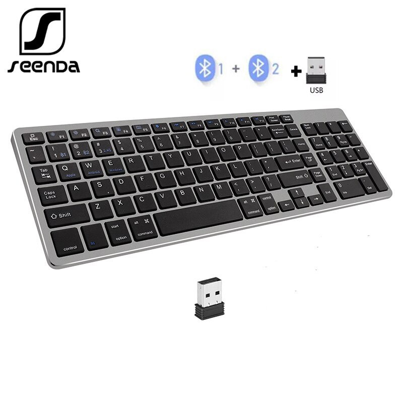 SeenDa Rechargeable Bluetooth Keyboard Multi-device Sync Wireless ...