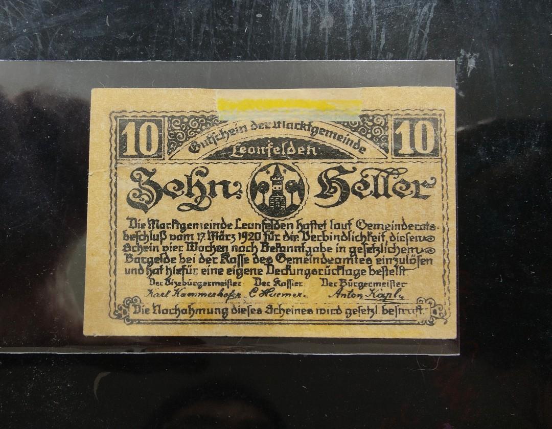 Austria Notgeld 1920 10 Heller Banknote Currency XF, Hobbies & Toys ...