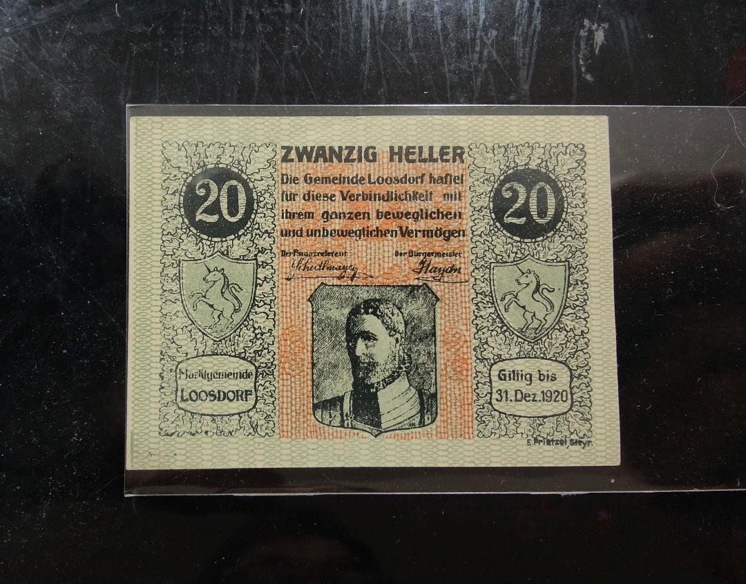Austria Notgeld 1920 20 Heller Banknote Currency XF, Hobbies & Toys ...