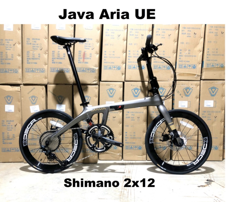 Carbon Java Aria UE (Ultimate Edition) Shimano 2x12 speed Titanium Color, Sports Equipment ...