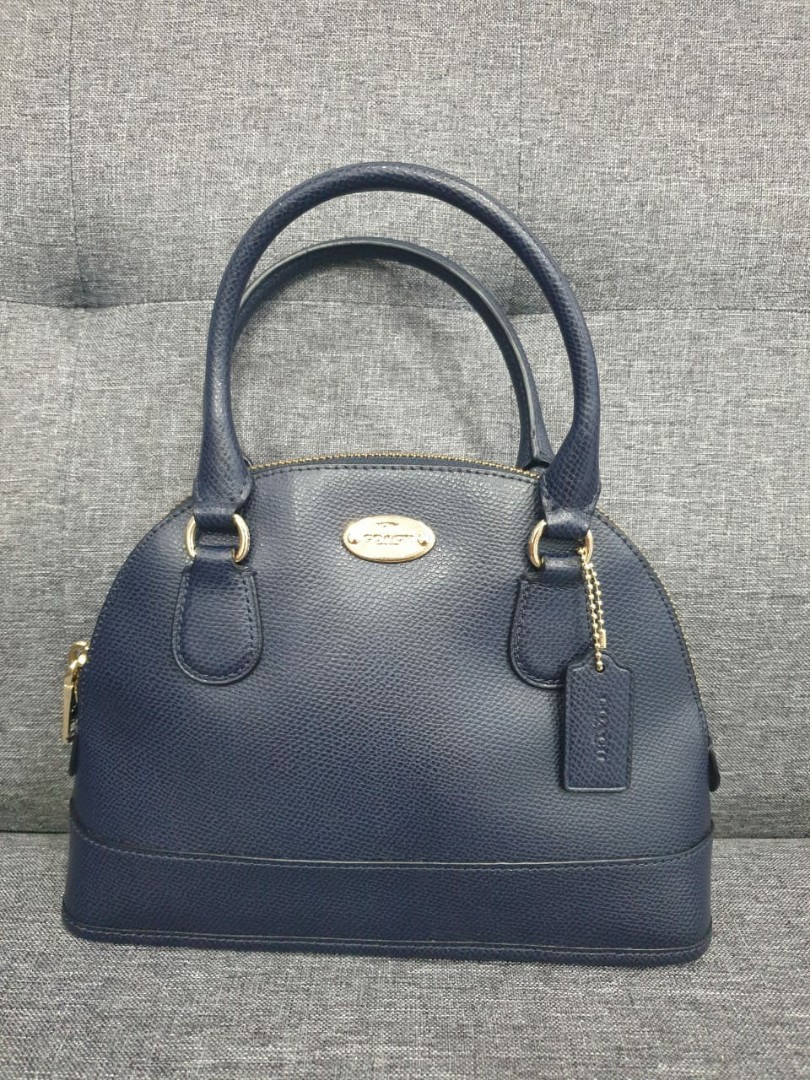 Coach Mini Cora Domed Satchel in dark blue, Women's Fashion, Bags ...