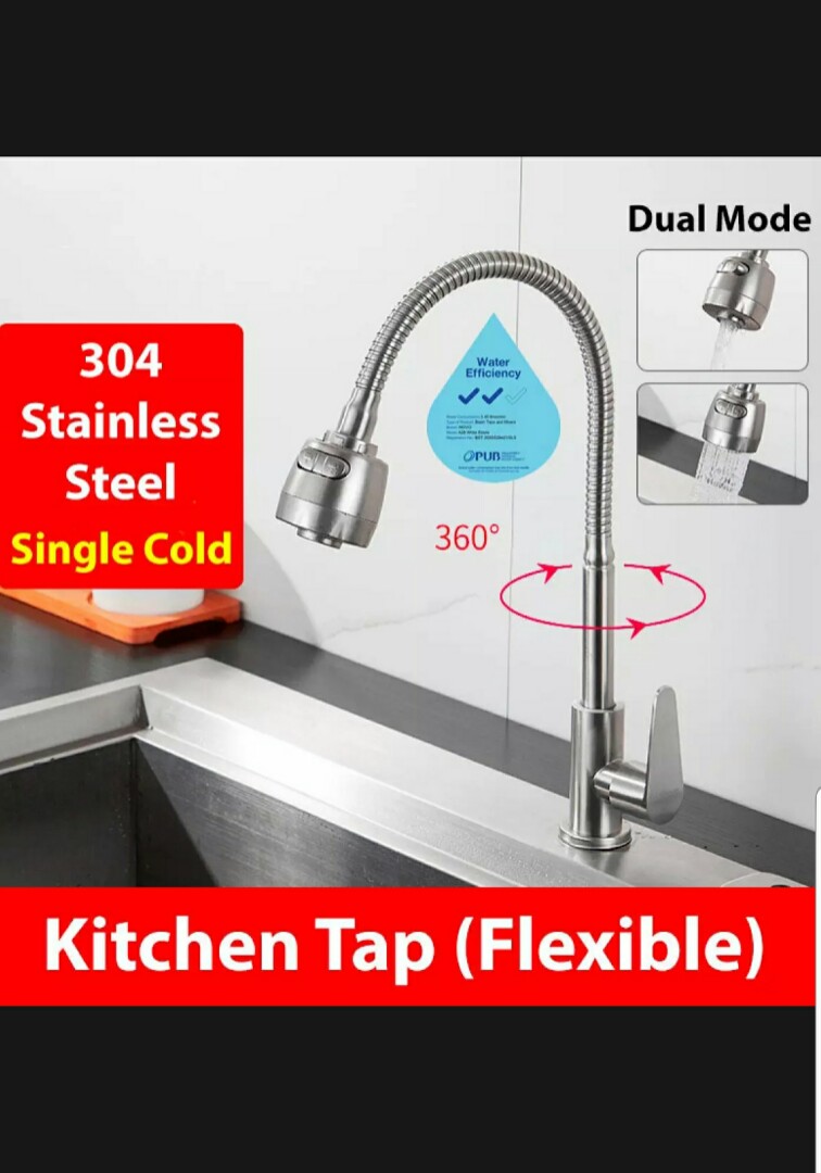 (Cold Water tap) Kitchen faucet sink tap stainless steel SS304 flexible ...
