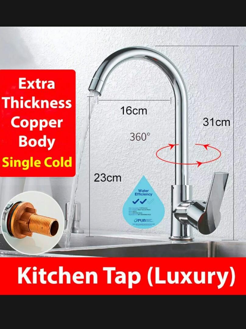 (Cold Water tap) Kitchen faucet sink tap stainless steel 2 Ticks Water ...