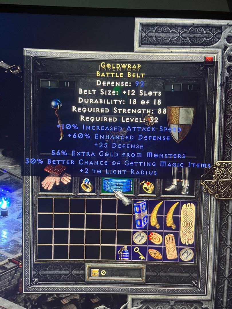 D2R Goldwrap battle belt, Video Gaming, Gaming Accessories, In-Game ...