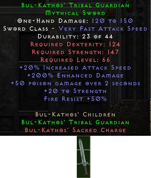Diablo 2 Resurrected Bul-Kathos' Tribal Guardian (Sword), Video Gaming ...