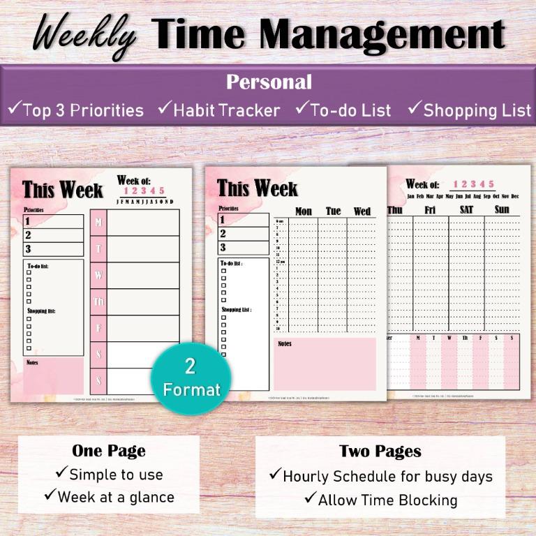 Digital Daily Weekly Time Management Planner for Goodnotes, Notability ...