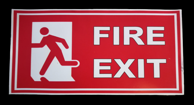 Fire Exit Sign Red Green Sticker, Commercial & Industrial, Industrial ...