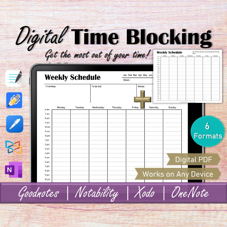 Ipad Daily Planner Templates, GoodNotes Time Blocking Hourly Planner ...