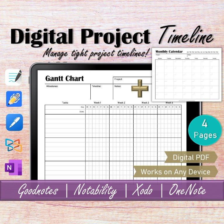 Ipad Project Management GoodNotes Templates, OneNote Digital Project ...