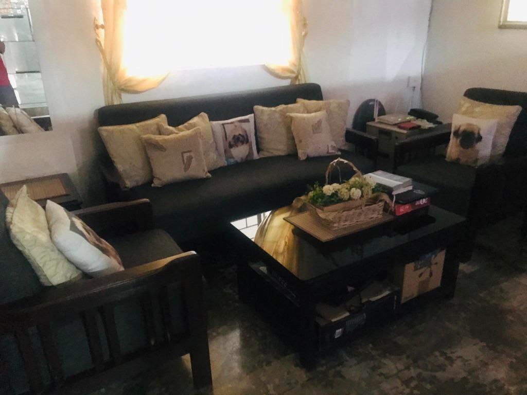 NARRA Sala/Sofa Set + Center & Side Table (Mahogany wood), Furniture ...