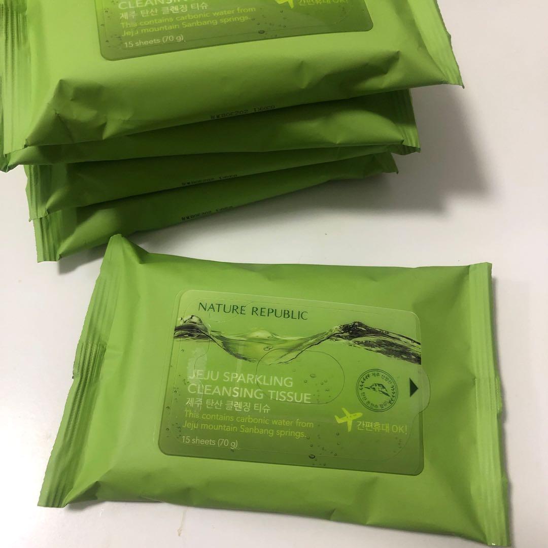 Nature Republic Jeju Sparkling Cleansing Tissue (15sheets), Beauty ...