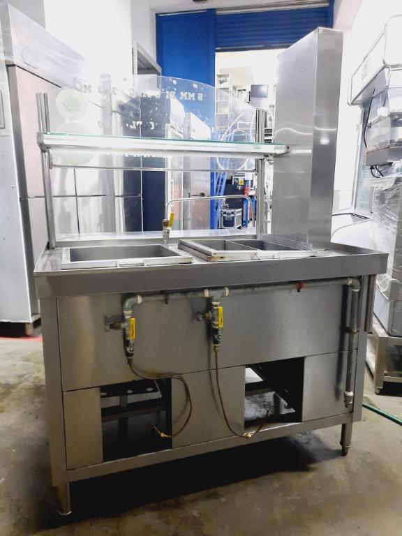 NOODLE COUNTER BOILER C/W GLASS DISPLAY & OVERHEAD COUNTER STAINLESS ...