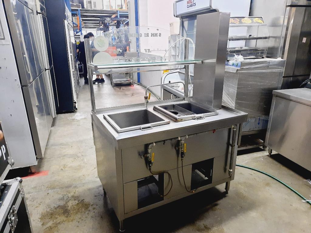 NOODLE COUNTER BOILER C/W GLASS DISPLAY & OVERHEAD COUNTER STAINLESS ...