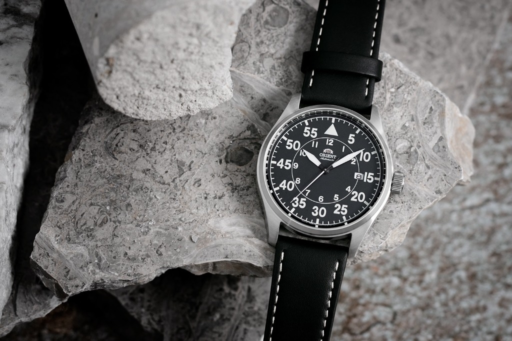 Orient Flight RA-AC0H03B10B Black Automatic Self-Winding Leather Analog ...