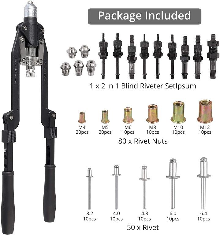"Proster 2 in 1 Rivet Nut Tool Kit 21 Inch Riveting Gun Multifunctional ...