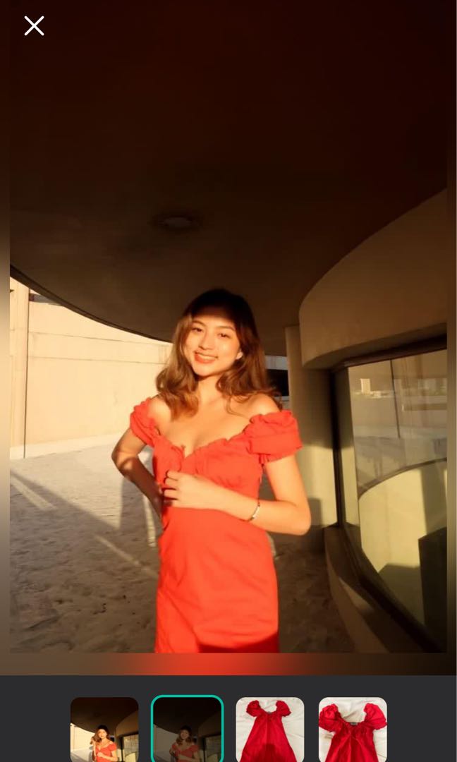 Puff or off shoulder red dress, Women's Fashion, Dresses & Sets ...