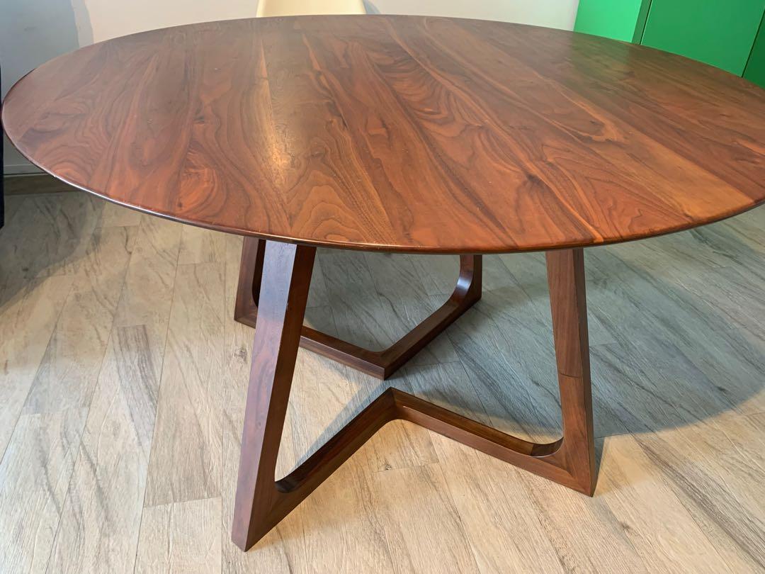 Round Dining Table Walnut 120cm, Furniture & Home Living, Furniture ...