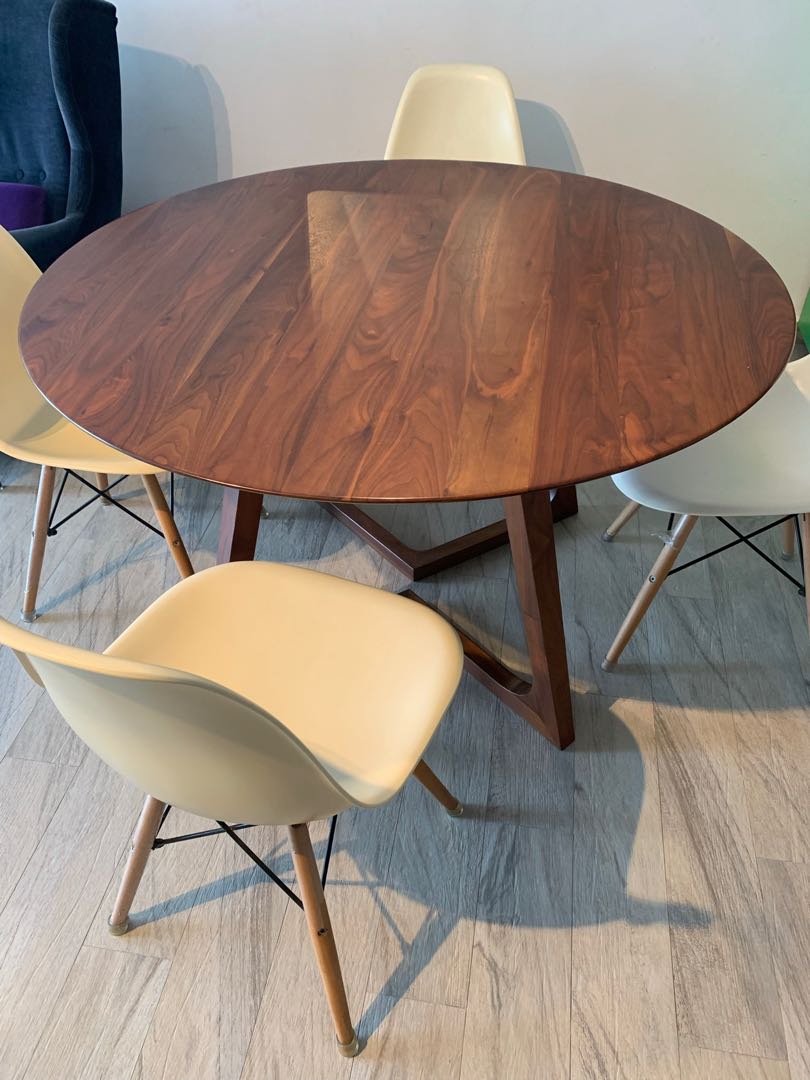 Round Dining Table Walnut 120cm, Furniture & Home Living, Furniture ...