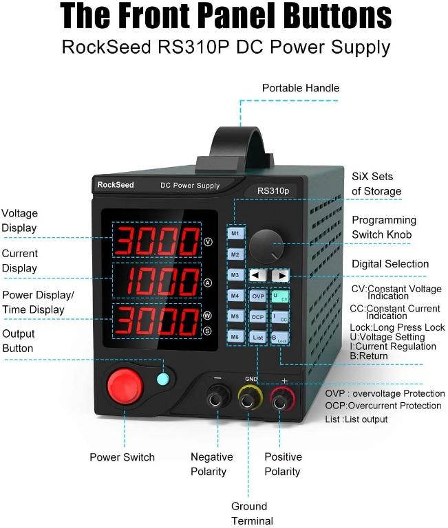 (SALE) RockSeed RS310P DC Power Supply Programmable,30V/10A Adjustable ...