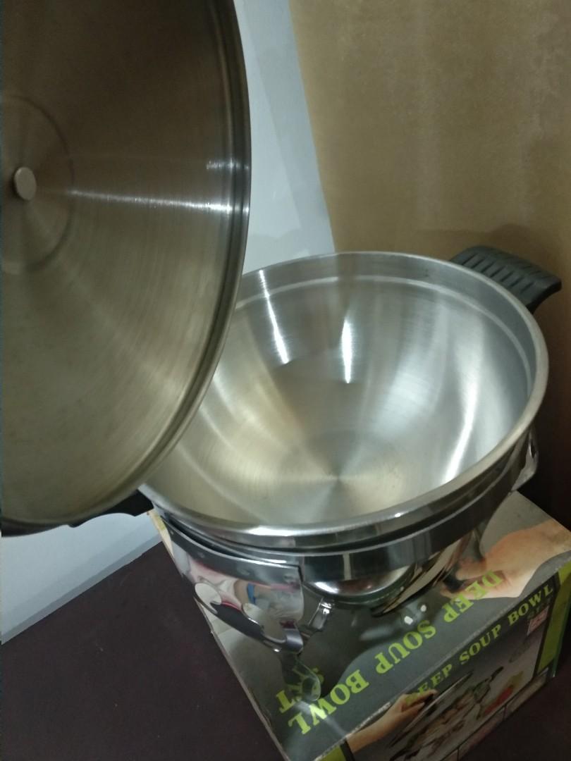 Stainless Steel Buffet Server Deep Soup Bowl Set, Furniture & Home ...