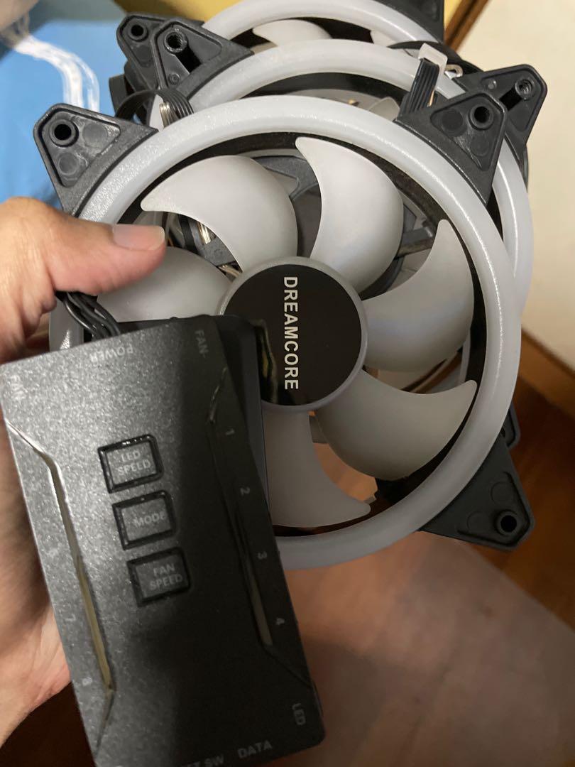 Tecware Orbis F3 fans x4 with controller and remote, Computers & Tech ...