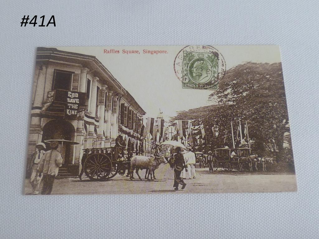 Vintage Old Reproduction Postcard - Singapore Raffles Place / Raffles ...