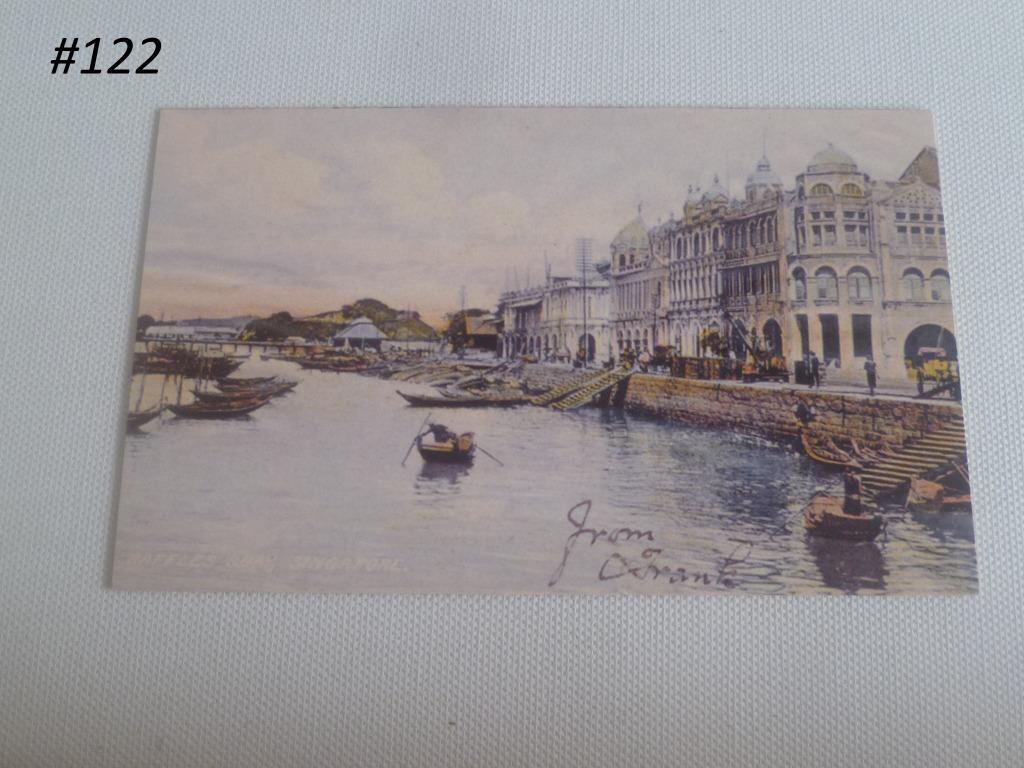 Vintage Old Reproduction Postcard - Singapore Raffles Place / Raffles ...