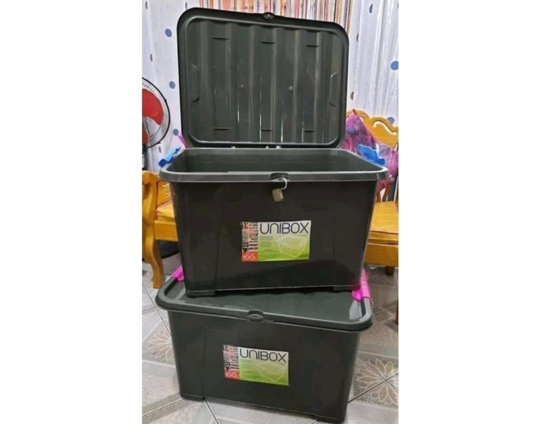 100L Unibox Storage Box with Wheels, Furniture & Home Living, Home ...