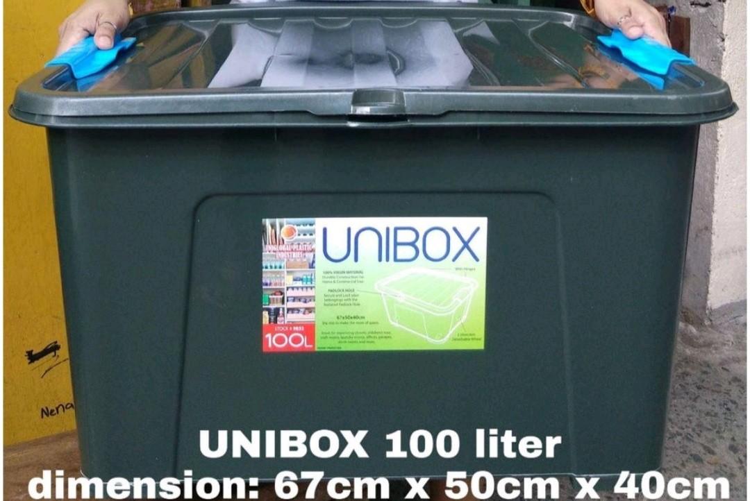 100L Unibox Storage Box with Wheels, Furniture & Home Living, Home ...
