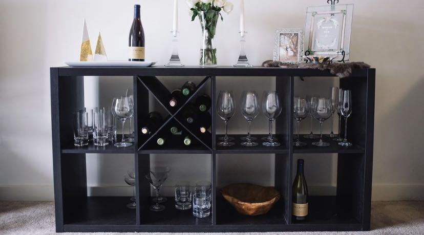 Ikea Kallax (Red) Shelf/ shelving unit / alcohol or wine cabinet / book ...