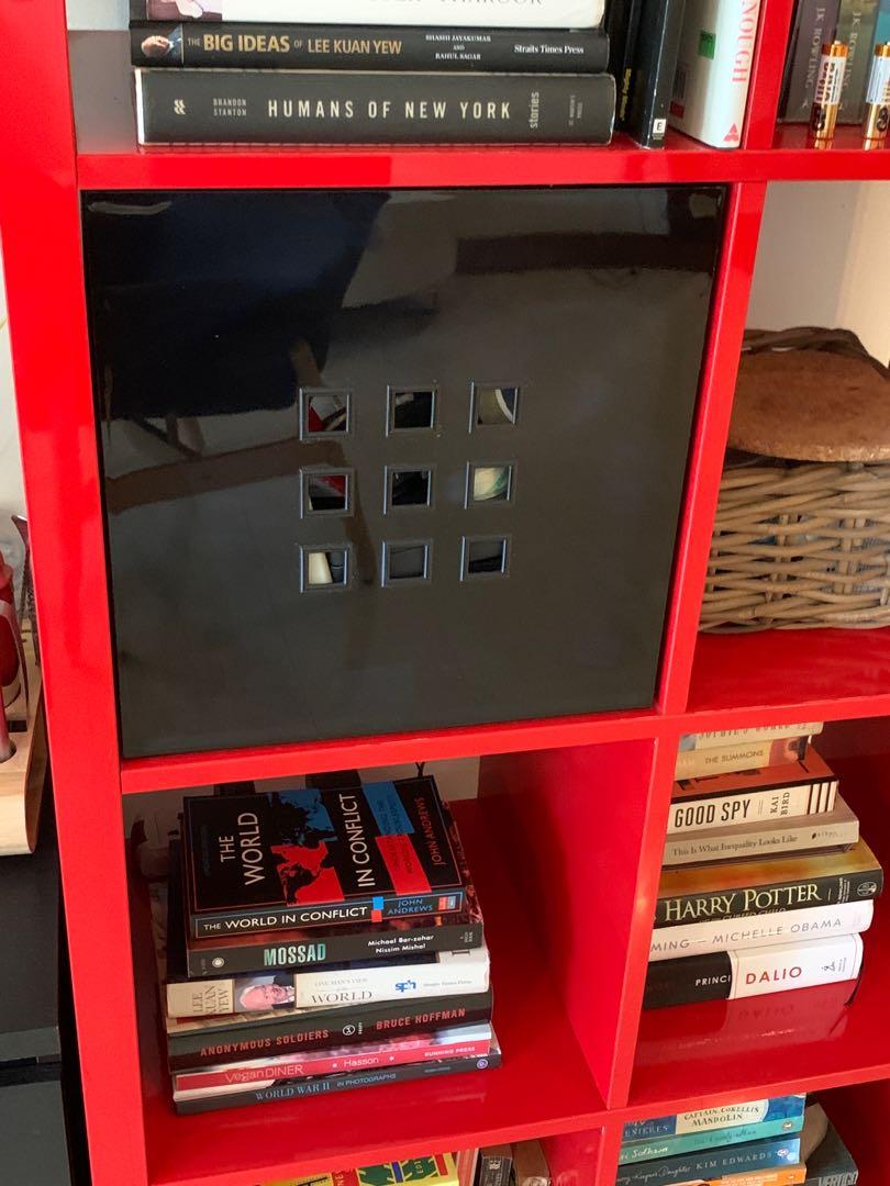 Ikea Kallax (Red) Shelf/ shelving unit / alcohol or wine cabinet / book ...