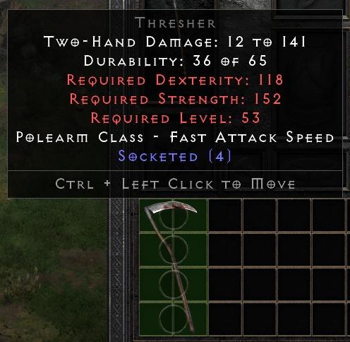 74 PC Diablo 2 Resurrected (D2R) 4 Sockets Thresher Cryptic Axe for ...