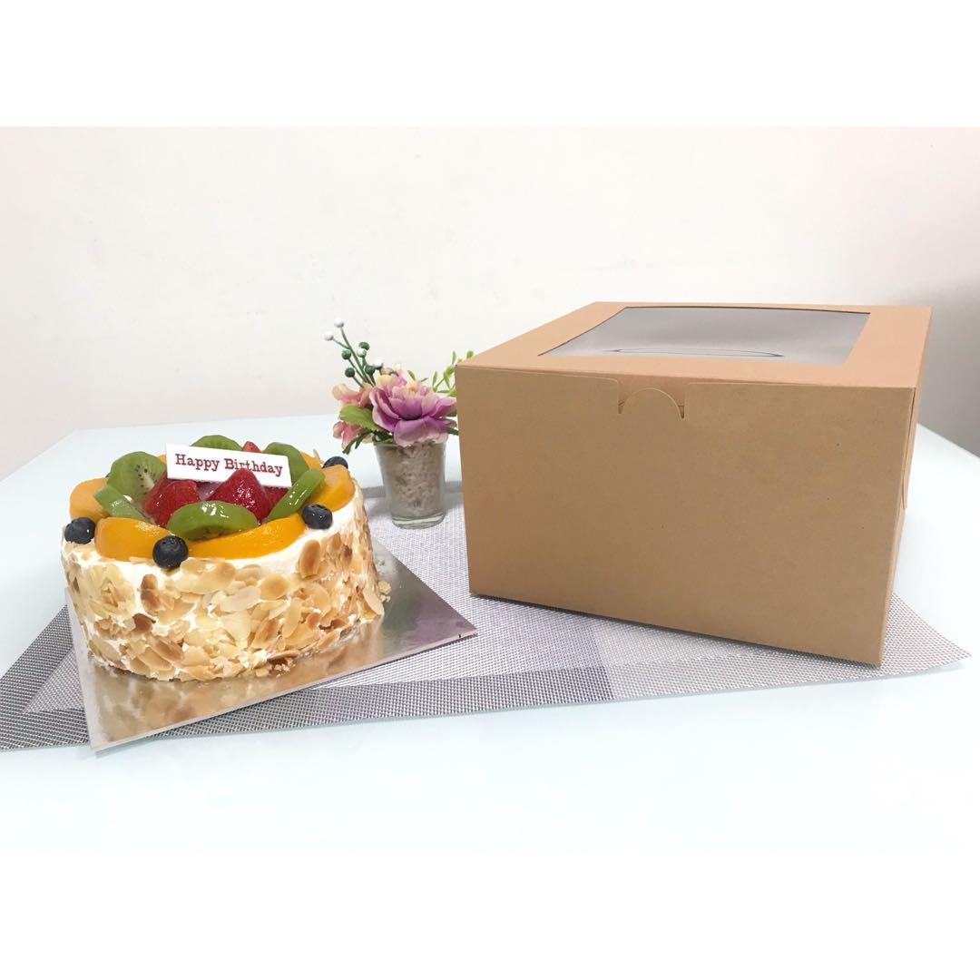 8 inch cake box ivory kraft with window display, Furniture & Home ...