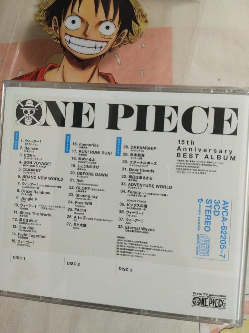 日版 海賊王 ONE PIECE 15th Anniversary BEST ALBUM 3 CD 2013 原聲OST CD, 興趣及遊戲 ...