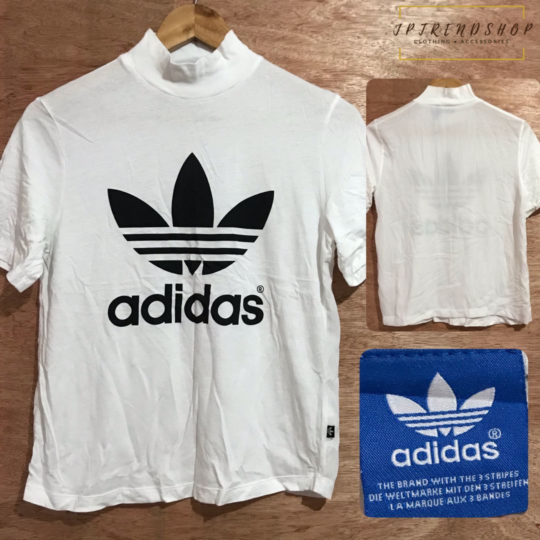 ADIDAS BIG LOGO TURTLE NECK, Women's Fashion, Tops, Shirts on Carousell